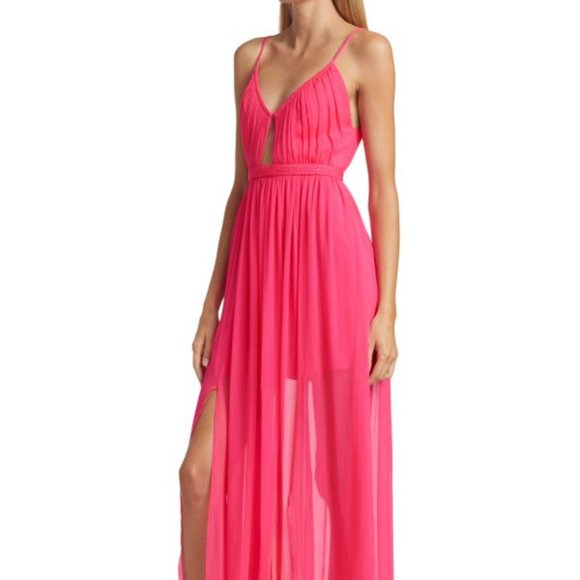 Alice + Olivia | Dresses | Alice Olivia Pink Silk Cutout Maxi Dress | Poshmark
